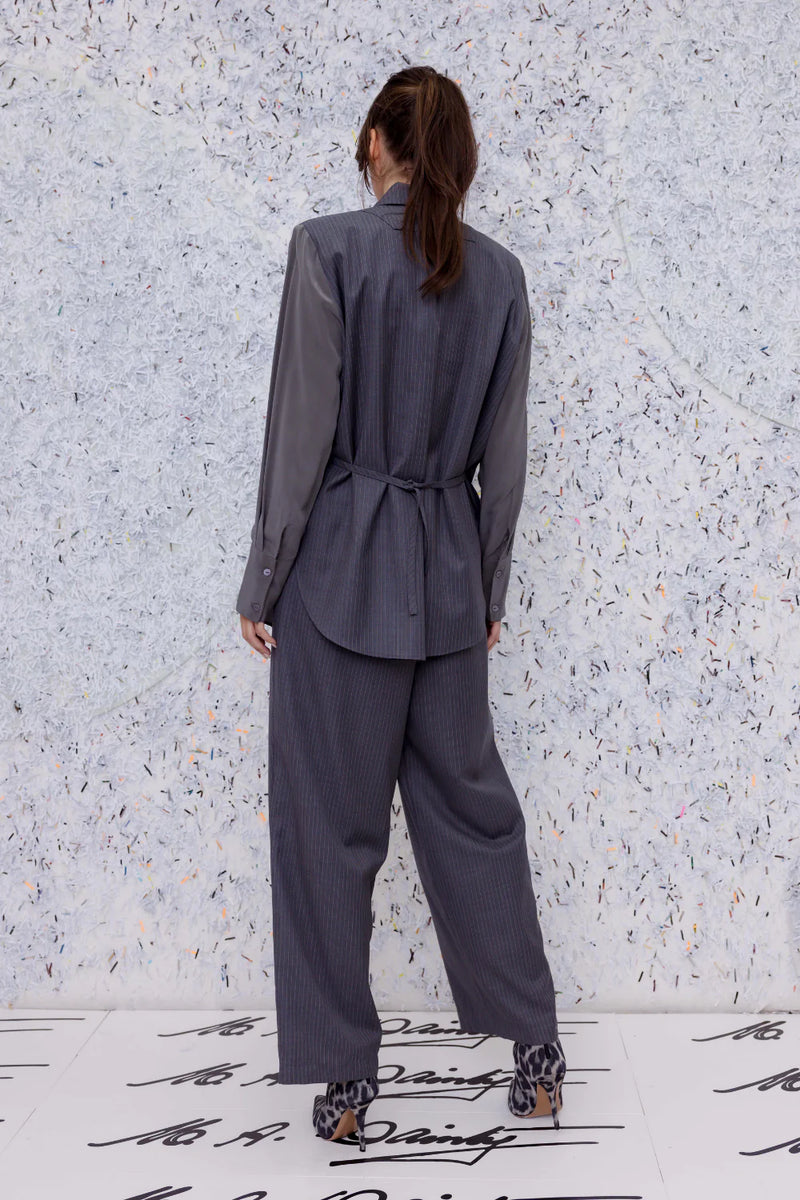 M A Dainty Adele Pants Grey Beige Stripe G And T On Grant