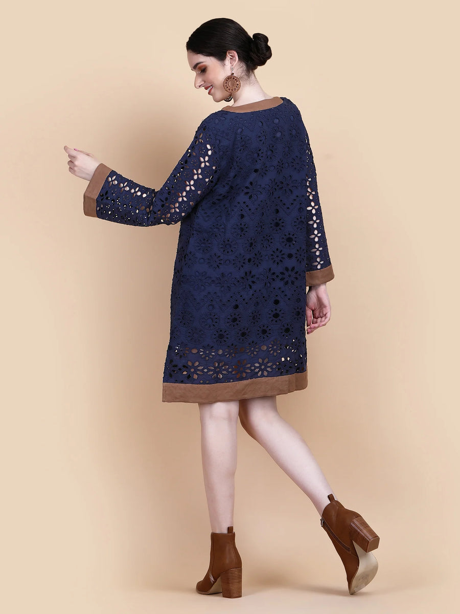 Anannasa - SABRINA EYELET TUNIC DRESS (Navy) – G & T on Grant